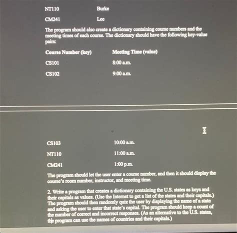 Solved 1 Write A Program That Creates A Dictionary