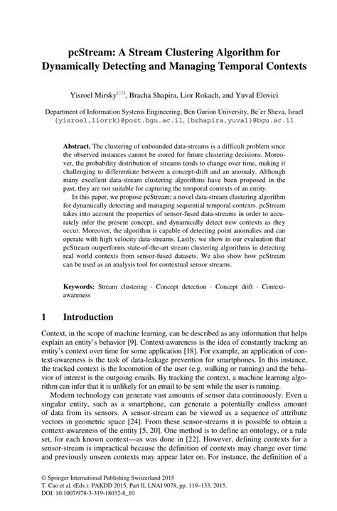 pdf pcstream a stream clustering algorithm for dynamically detecting and managing temporal