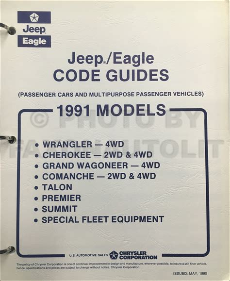 1991 Jeep And Eagle Code Guide Original