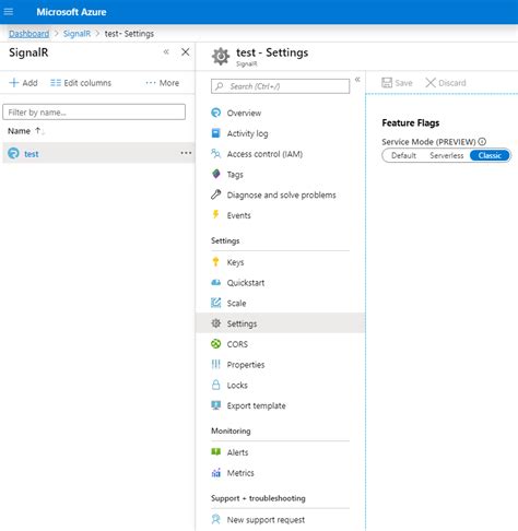 what is the difference between default serverless classic settings in