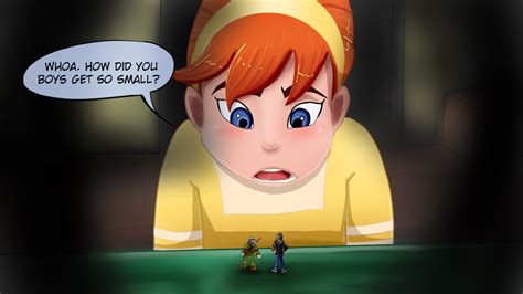 April Looks At Shrunken Casey And Donnie By Riadorana On Deviantart
