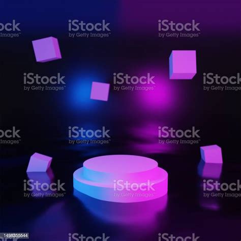 추상적인 배경 제품 프리젠테이션의 기하학과 파도 위의 연단 3d 렌더링 3차원 형태에 대한 스톡 사진 및 기타 이미지 3차원