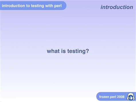 Introduction To Testing With Perl Ppt