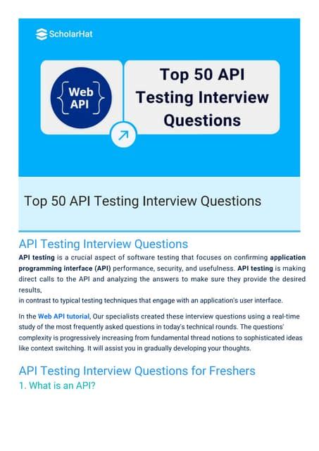Api Testing Interview Questions Pdf By Scholarhat Pdf