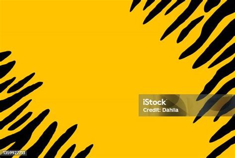 노란색과 검은 색 호랑이 패턴 엽서 템플릿 색상 일러스트 호랑이에 대한 스톡 벡터 아트 및 기타 이미지 호랑이 호랑이 무늬 줄무늬 Istock