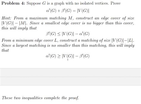 Solved Problem Suppose G Is A Graph With No Chegg