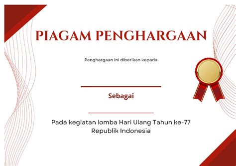 Contoh Piagam Lomba 17 Agustus 15 Images Contoh Piagam Penghargaan