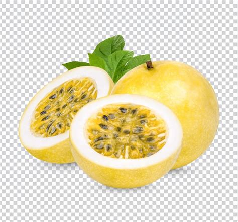 Premium Psd Passion Fruit Passiflora Edulis With Leaves Isolated