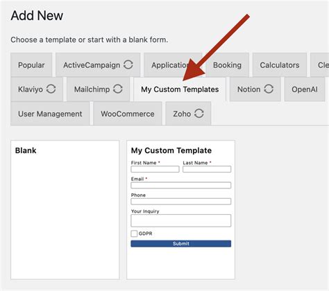 Add Custom Templates To The Template Library Ws Form