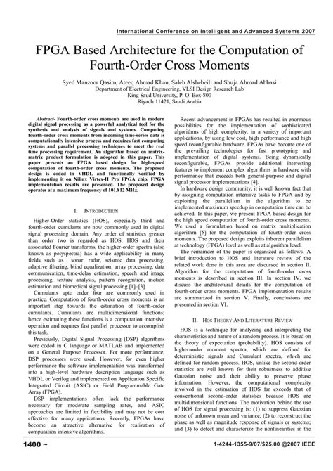 Pdf Fpga Based Architecture For The Computation Of Fourth Order Cross