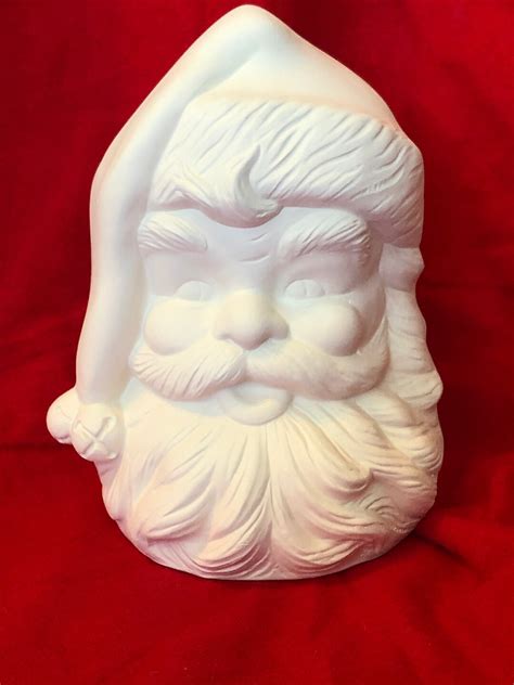 Traditional Santa Bust In Ceramic Bisque Ready To Paint Etsy