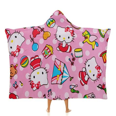Hello Kitty Blanket Hoodie Wearable Blanket Cloak Hooded Throw
