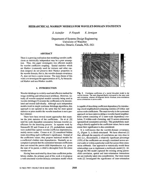 Pdf Hierarchical Markov Models For Wavelet Domain Statistics