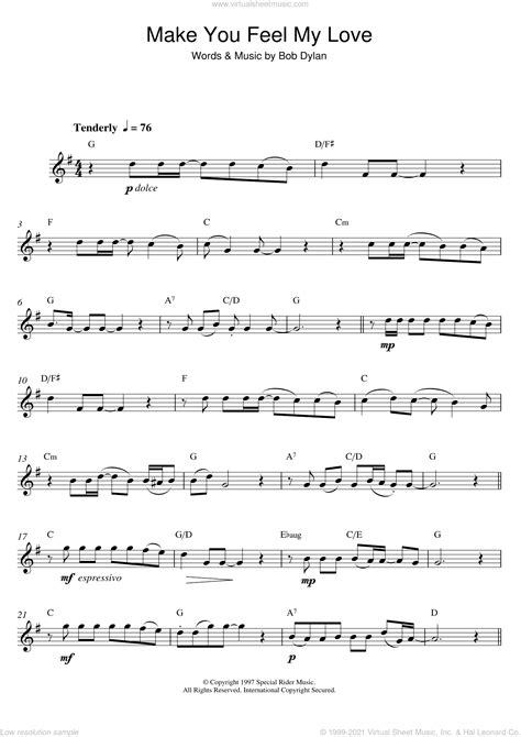 Adele Make You Feel My Love Sheet Music For Alto Saxophone Solo
