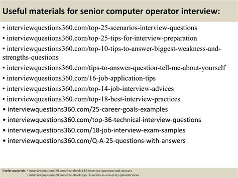 Top 10 Senior Computer Operator Interview Questions And Answers PPTX Resume Writing And