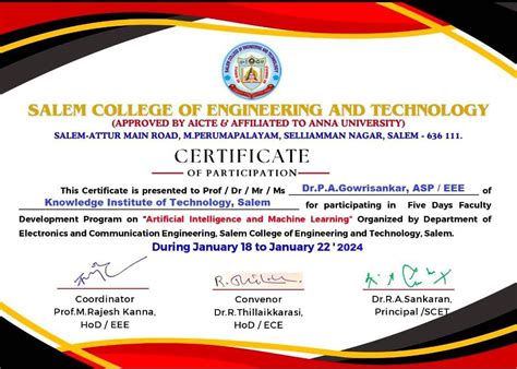 Kiot Fdp Eee Machinelearning Artificialintelligence Dr P A Gowri Sankar