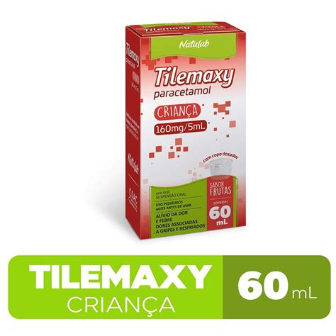 Analgésico E Antitérmico Tilemaxy Criança 160mg 5ml Sabor Frutas 60ml