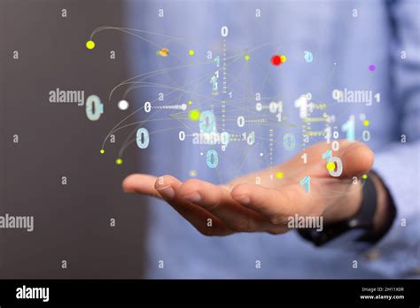 Illustration Of Binary Codes In A Human Hand Stock Photo Alamy