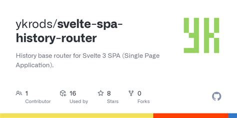 Github Ykrodssvelte Spa History Router History Base Router For