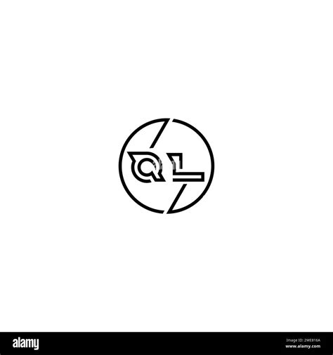 QL Simple Outline Concept Logo And Circle Of Initial Design Black And White Background Stock
