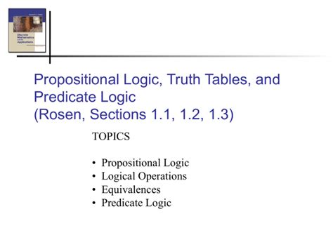 Propositional And Predicate Logic Truth Tables And Equivalences