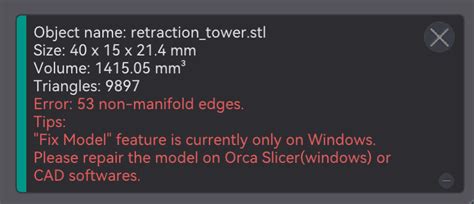 Retraction Tower Stl Non Manifold Edges · Issue 1842 · Softfeverorcaslicer · Github