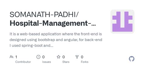Github Somanath Padhihospital Management System Using Springboot And Angular It Is A Web