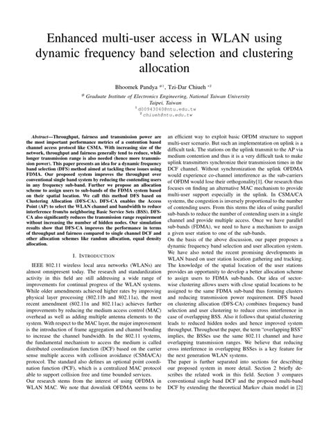Pdf Enhanced Multi User Access In Wlan Using Dynamic Frequency Band