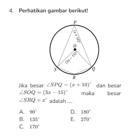 4 perhatikan gambar berikut diagram showing a circle with points p q r