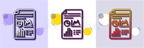 Report Document Line Icon Column Graph Sign Halftone Dotted Pattern Vector Stock Illustration