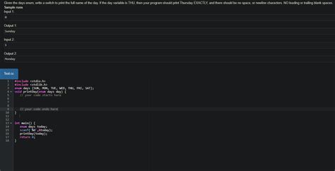 Solved Given The Days Enum Write A Switch To Print The Full