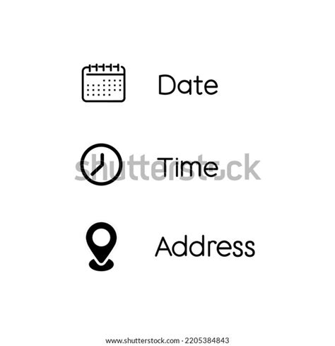 Date Time Location Icon On White Stock Vector Royalty Free 2205384843