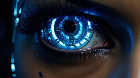 Premium Photo Closeup Of A Womans Eye Biometric Scan Microchip