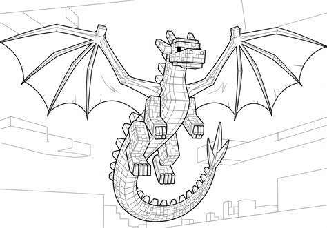 Dibujo Para Colorear Del Dragón Ender De Minecraft Divertida Lámina