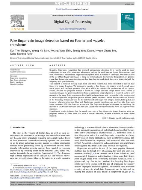 PDF Fake Finger Vein Image Detection Based On Fourier And Wavelet Transforms DOKUMEN TIPS