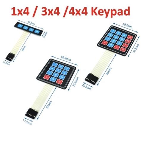 1x4 3x4 4x4 keypad keyboard touch button switch matrix array waterproof membrane arduino 1 4 3 4