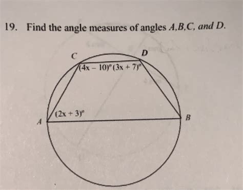 Solved Find The Angle Measures Of Angles A B C And D Math