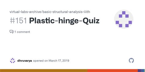 Plastic Hinge Quiz · Issue 151 · Virtual Labs Archivebasic Structural Analysis Iiith · Github