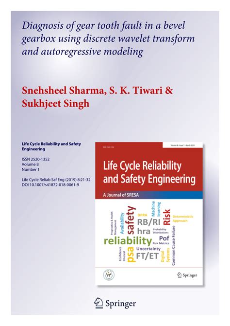 Pdf Diagnosis Of Gear Tooth Fault In A Bevel Gearbox Using Discrete Wavelet Transform And