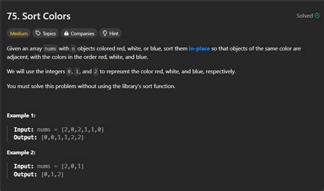 Uday Kumar On Linkedin Day6 Dsa Sortcolors Array