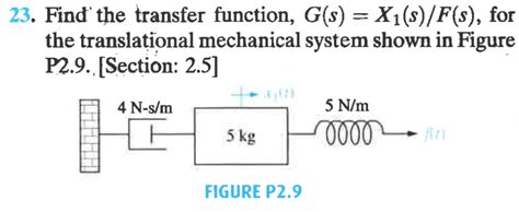 Solved Find The Transfer Function G S X 1 S F S For