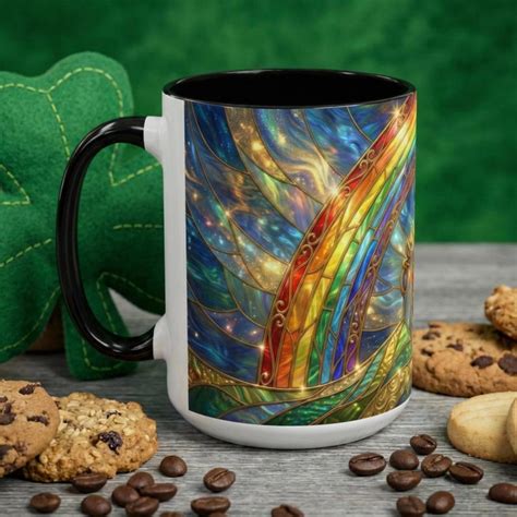 Stained Glass Pot Of Gold Mug Rainbow Coffee Cup St Patricks Day T