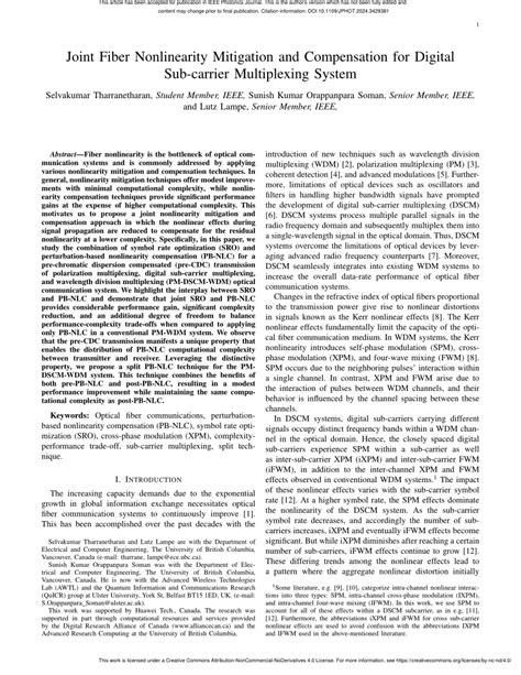 Pdf Joint Fiber Nonlinearity Mitigation And Compensation For Digital Sub Carrier Multiplexing