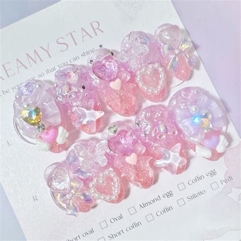 ️‍🔥주문 폭주 ️‍🔥 👑프린세스 다이어리 수제네일팁🎀 풀파츠 네일팁 네일아트 나비네일 글리터네일 몽환네일 화려한네일 키치네일 데일리네일 에이블리