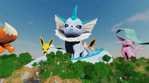 Eevee And All 8 Evolved Forms Built In Minecraft Pokemon