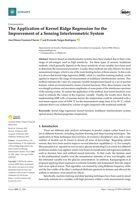 pdf the application of kernel ridge regression for the improvement of