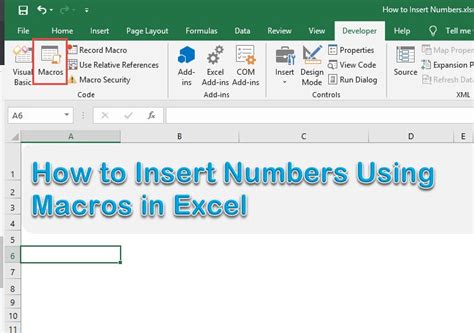 Insert Numbers Using Macros Myexcelonline