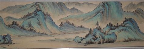 山水长卷 古代山水长卷 山水渔船 大山谷图库