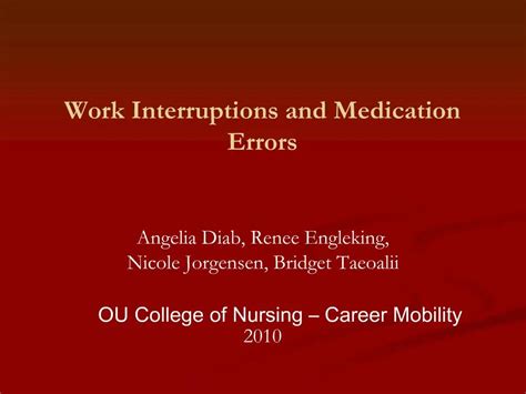 Ppt Work Interruptions And Medication Errors Powerpoint Presentation