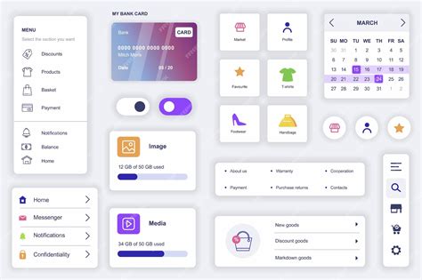 Premium Vector User Interface Elements Set For Shopping Mobile App